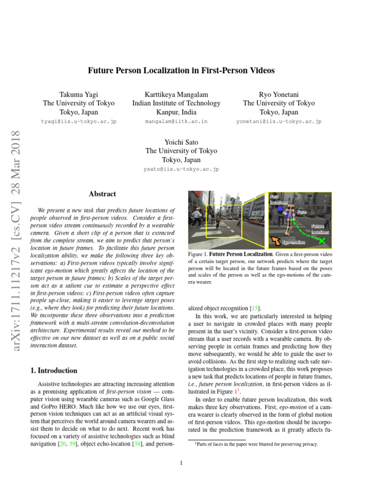 Future Person Localization in First-Person Videos | PDF | Mean Squared ...