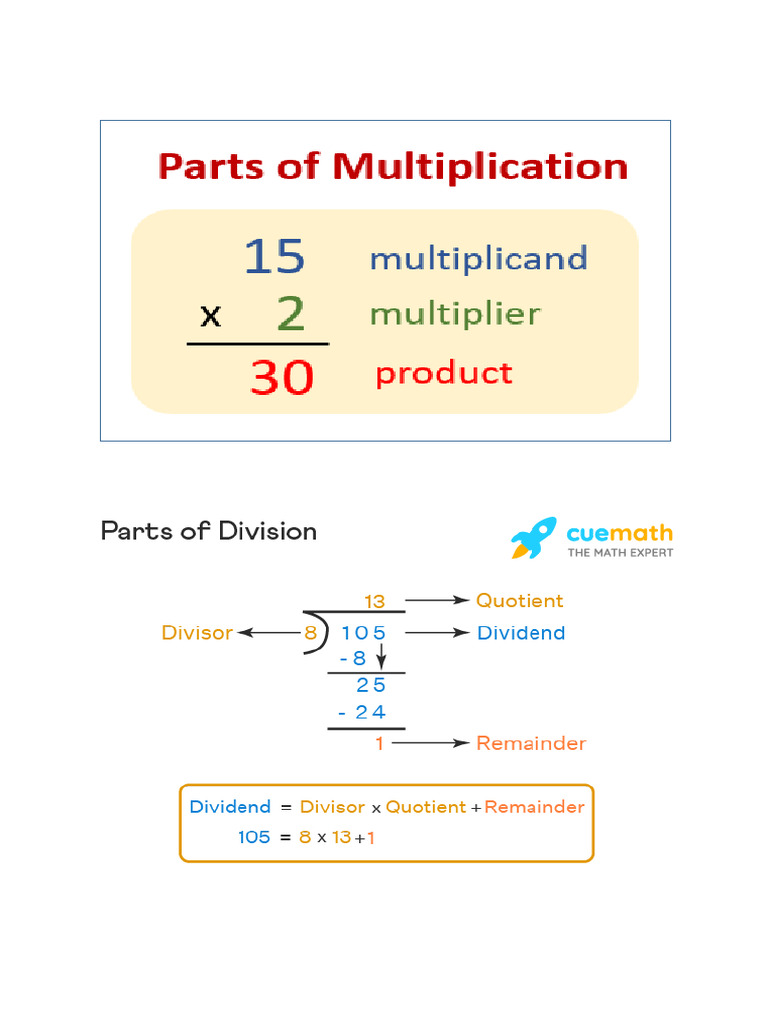 Parts name of Multiplication and Division | PDF