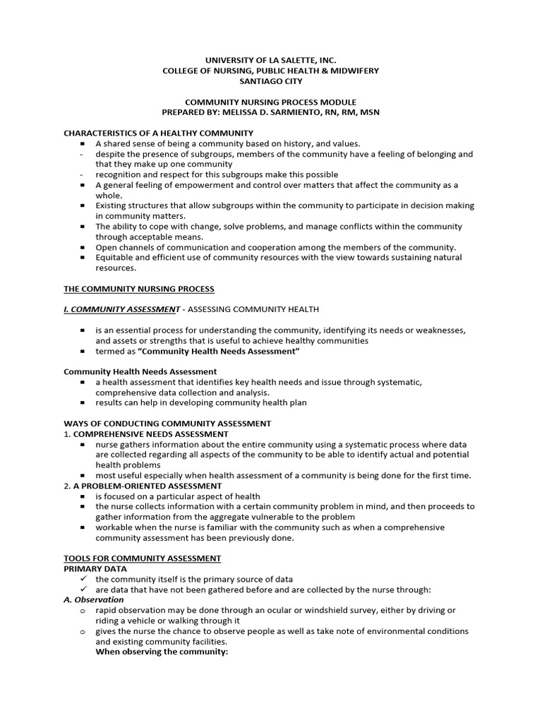 Community Nursing Process Module | Download Free PDF | Needs Assessment ...