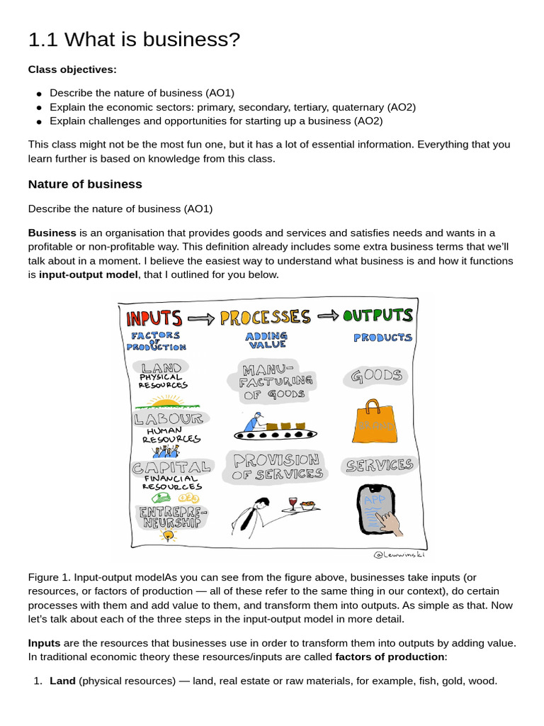 1.1 What Is Business | PDF | Factors Of Production | Entrepreneurship