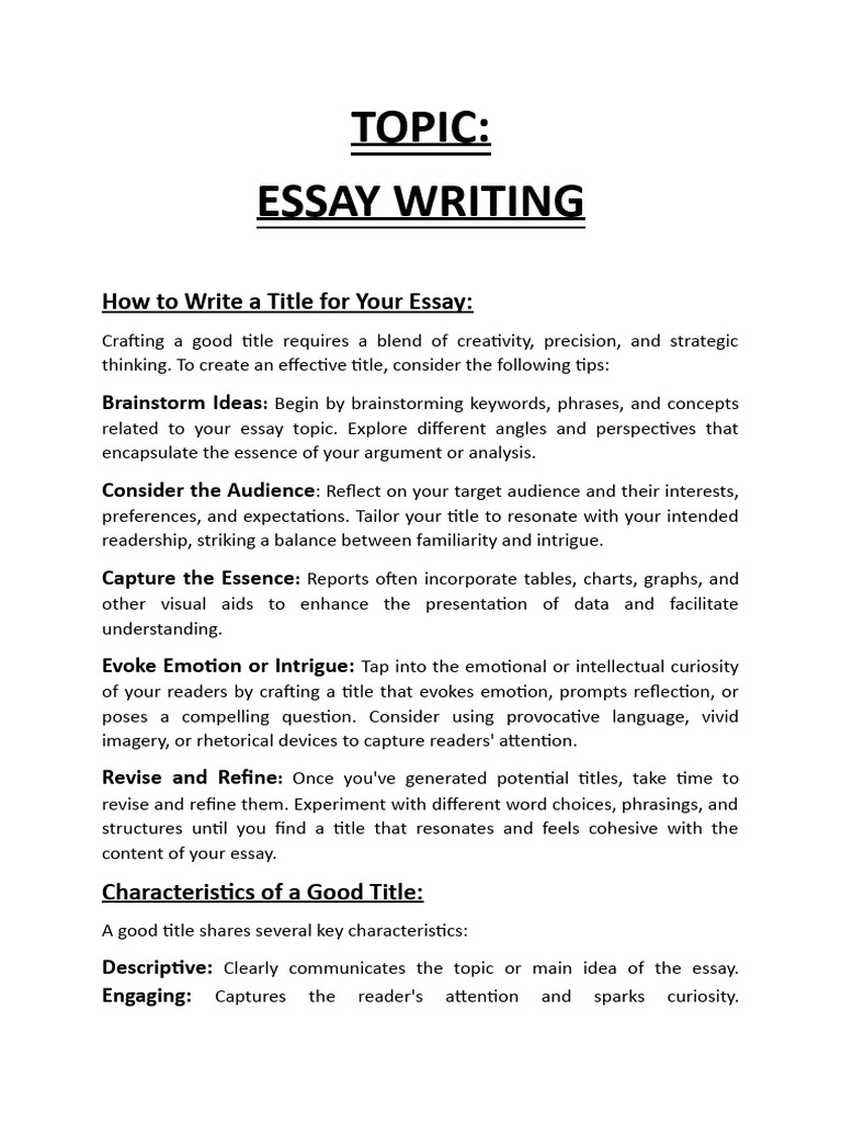 How To Write A Title For Your Essay | PDF | Essays | Human Communication