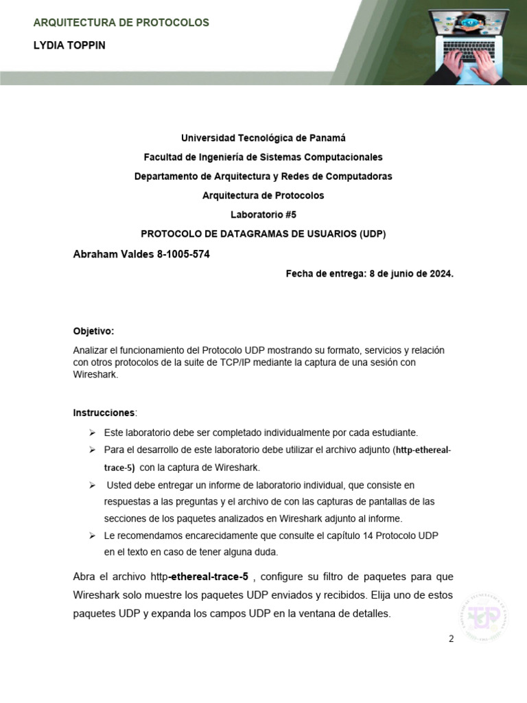 Lab UDP | PDF | Ciencias de la Computación | Protocolos de red