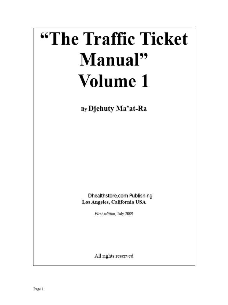 Traffic Ticket Manual Vol1 | PDF | Department Of Motor Vehicles | Arrest