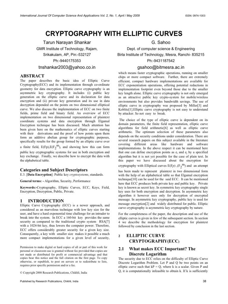 2009 Ijcsa 02 01 10 | PDF | Cryptography | Public Key Cryptography