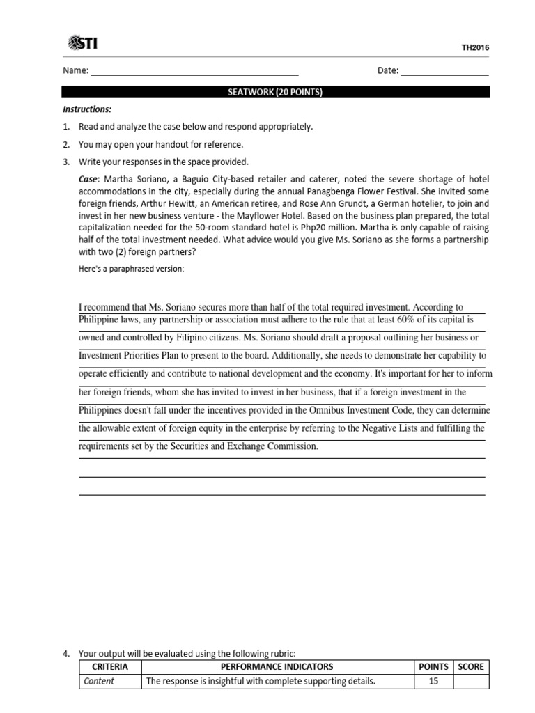 10 Seatwork 12 Legal | Download Free PDF | Business | Economies