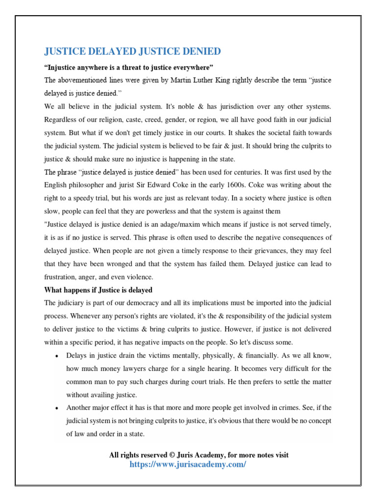 Justice Delayed Justice Denied Pdf Justice Crime Violence