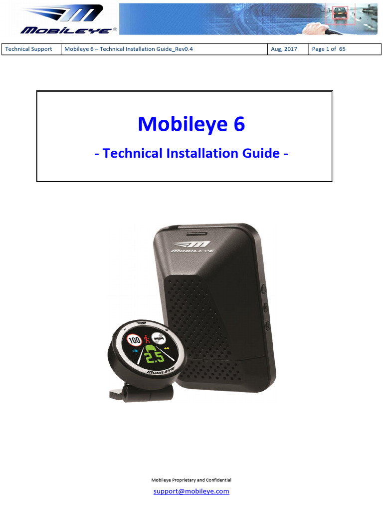 Mobileye+6+-+Technical+Installation+Guide Rev 0.4 | PDF | Camera | Road