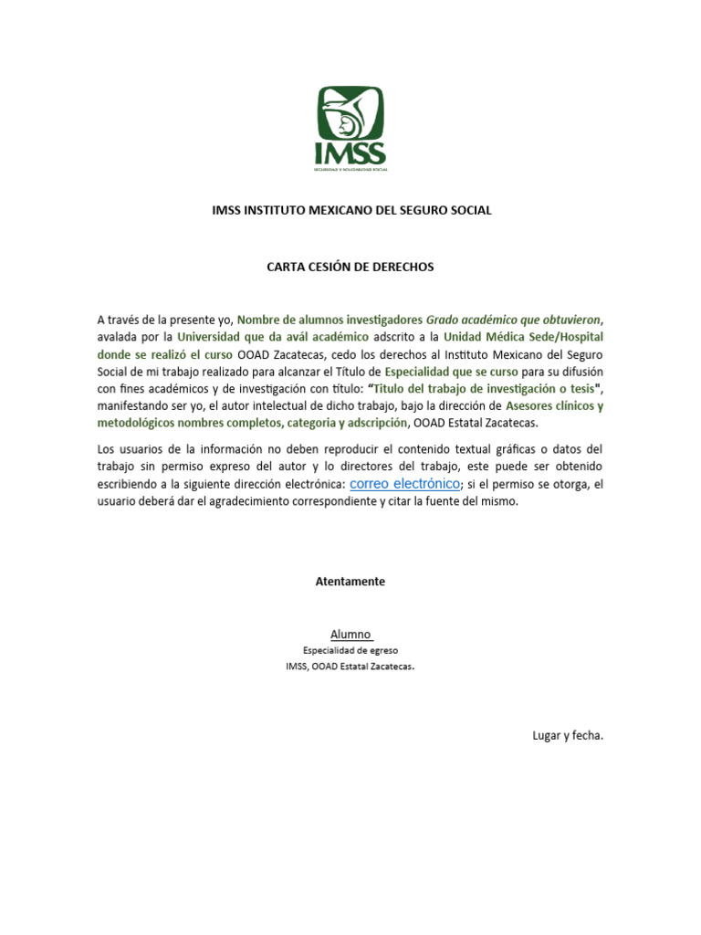 Formato Carta de Cesion Derechos | PDF Formato Carta de Cesion Derechos | PDF