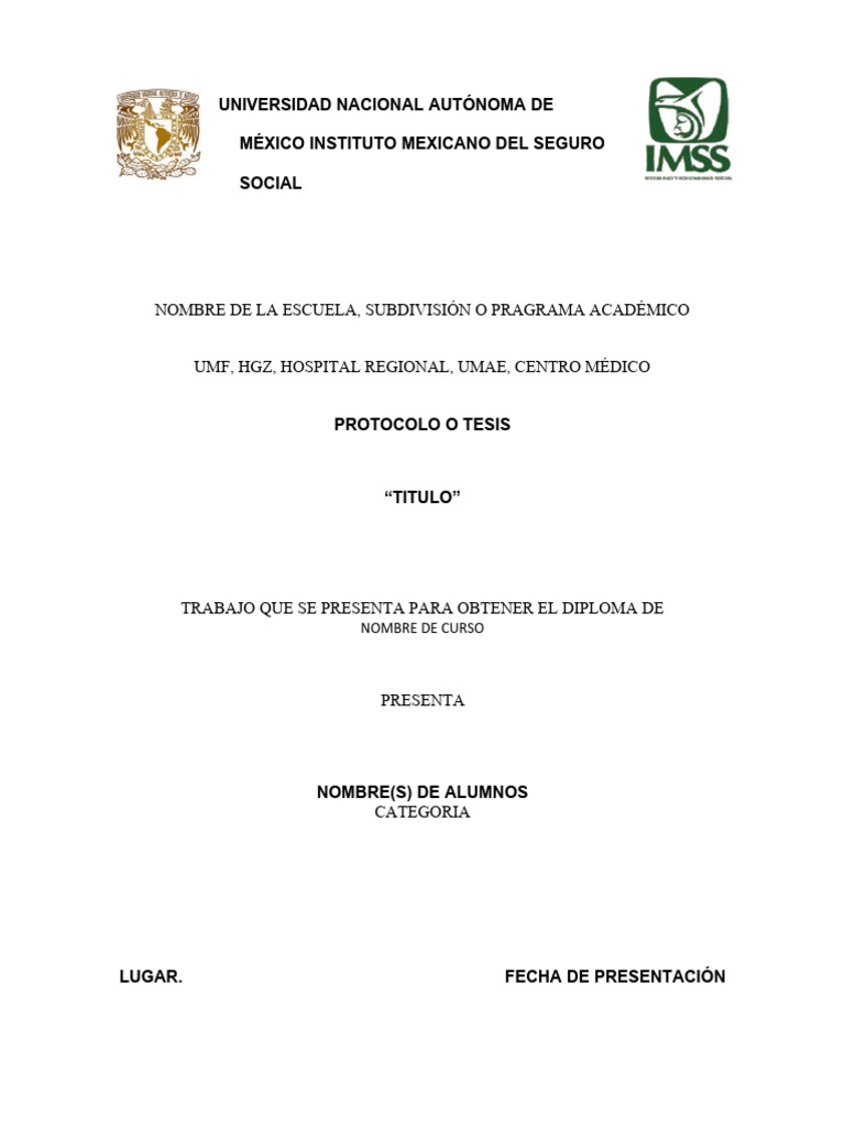 Presentacion de Tesis UNAM - IMSS OOAD Zacaecas 2021 | PDF ...