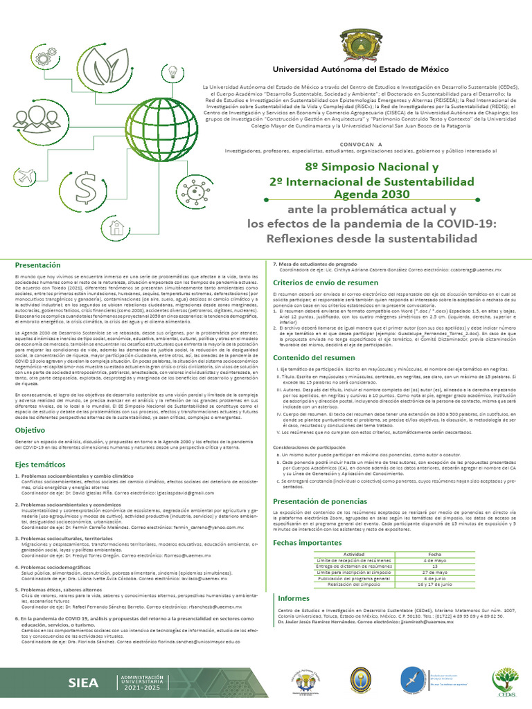 2022 Convocatoria 8o Simposio Nac Sustentabilidad-Cartel | PDF ...