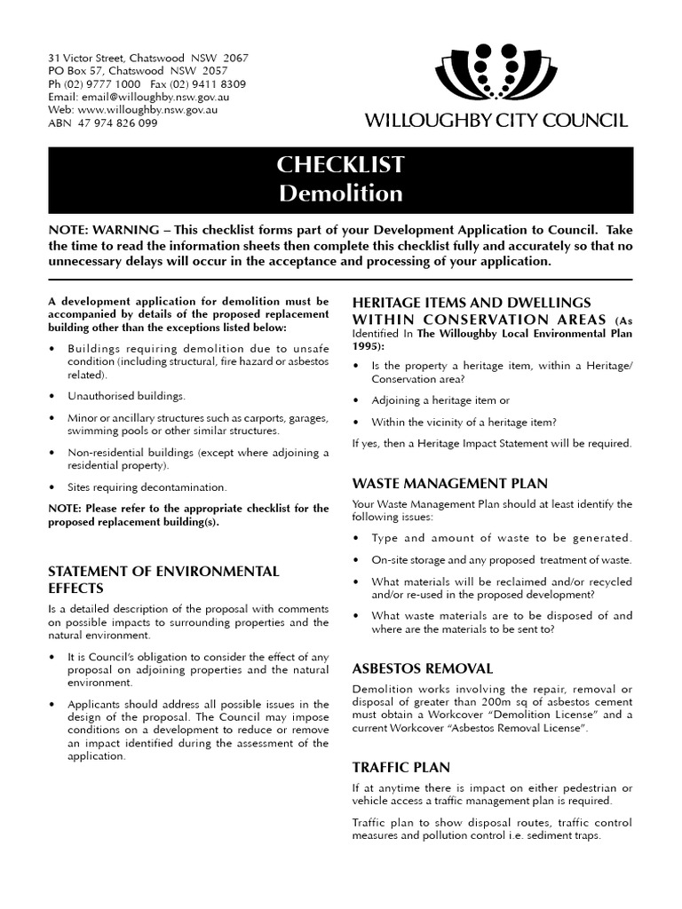 6. Demolition Checklist | Download Free PDF | Waste | Waste Management