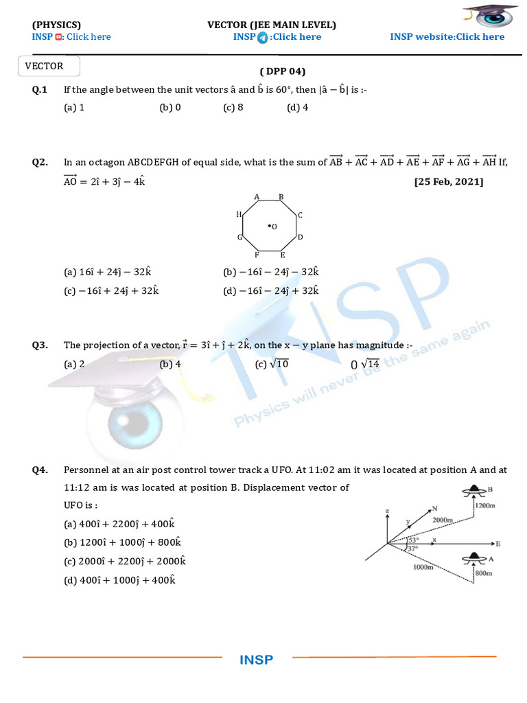 DPP 04 - Vector Final | PDF | Acceleration | Applied And Interdisciplinary Physics