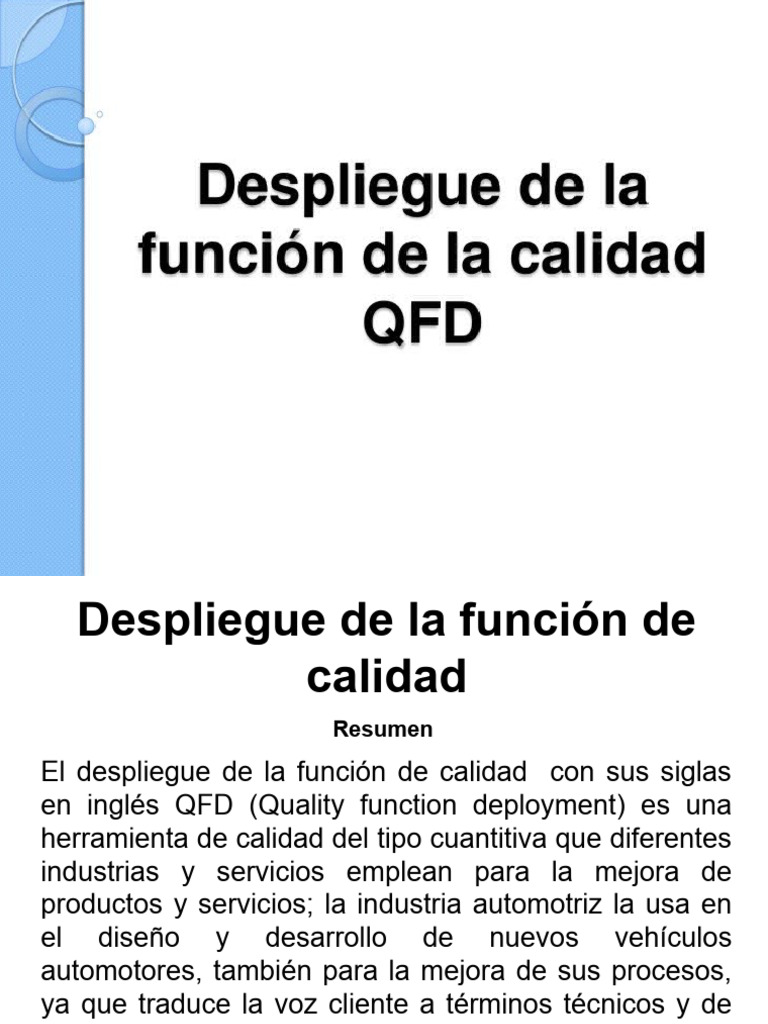 Despliegue de La Funcion de Calidad | PDF | Calidad (comercial) | Cliente