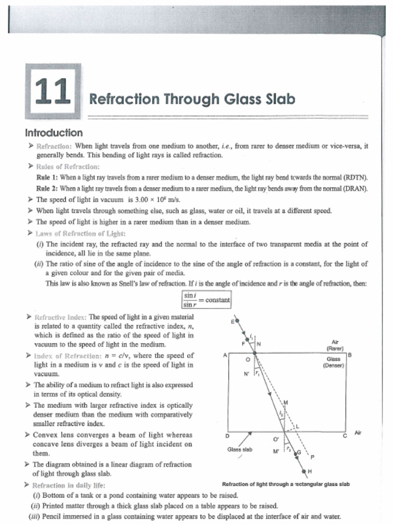 Class 10 - Phy - Journal - Refraction Through Glass Slab | PDF