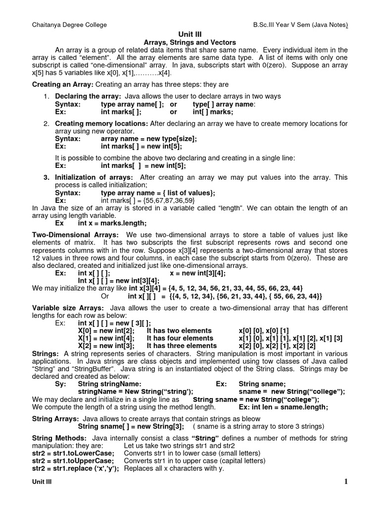 Java Notes Iii Unit Final Pdf Method Computer Programming Class Computer Programming 2429