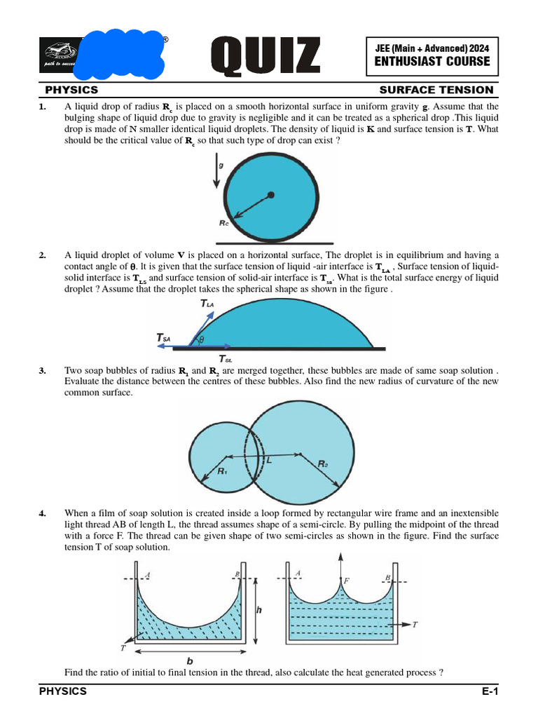 Surface Tension Pdf Surface Tension Drop Liquid