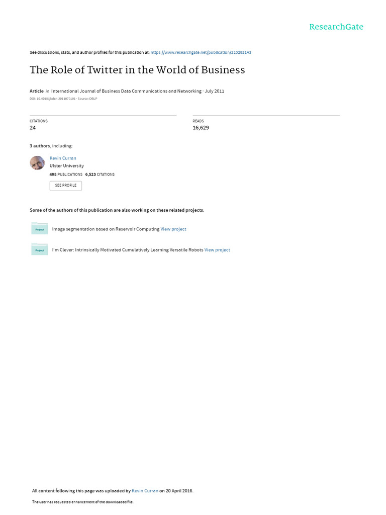 The Role of Twitter in The World of Business | PDF | Social Media ...