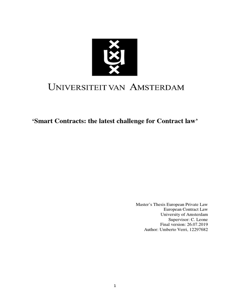 Smart Contracts: The Latest Challenge For Contract Law' | PDF ...