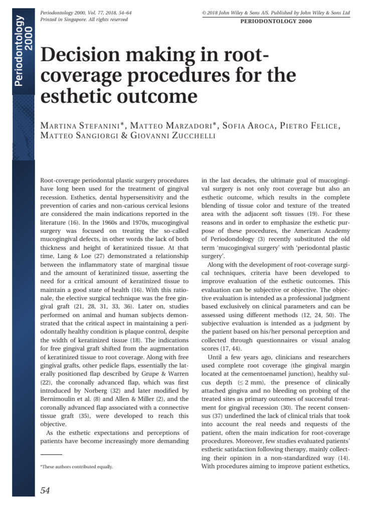 Periodontology 2000 - 2018 - Stefanini - Decision Making in Root ...