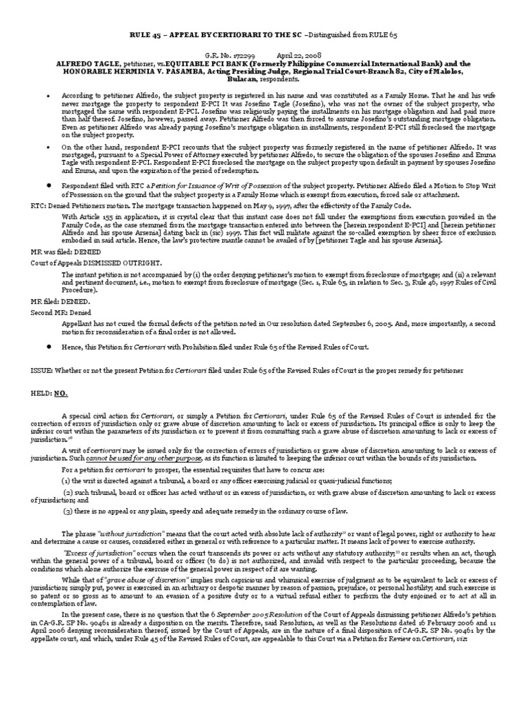 Rule 45 | PDF | Certiorari | Appeal