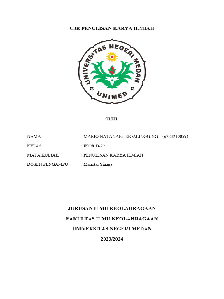 CJR Penulisan Karya Ilmiah Mario Natanael Sigalingging | PDF