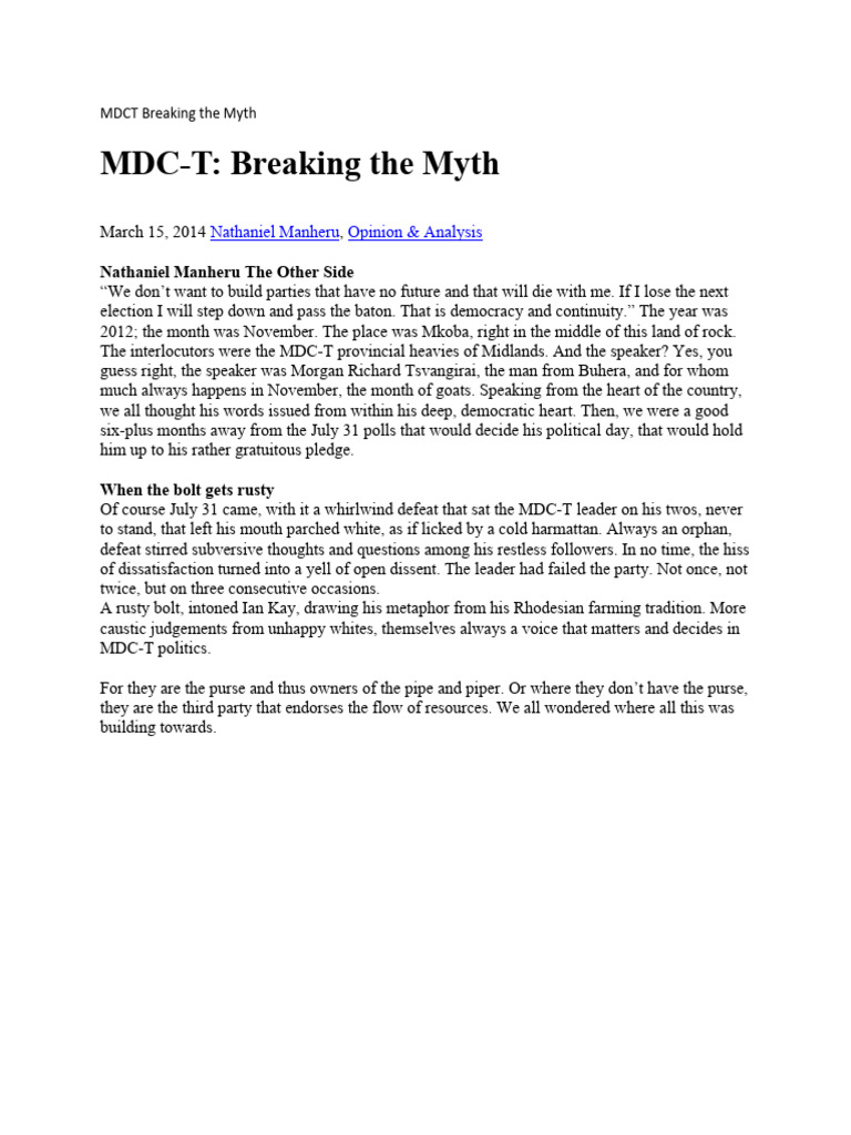 MDCT Breaking the Myth-Manheru | PDF | African Union | European Union
