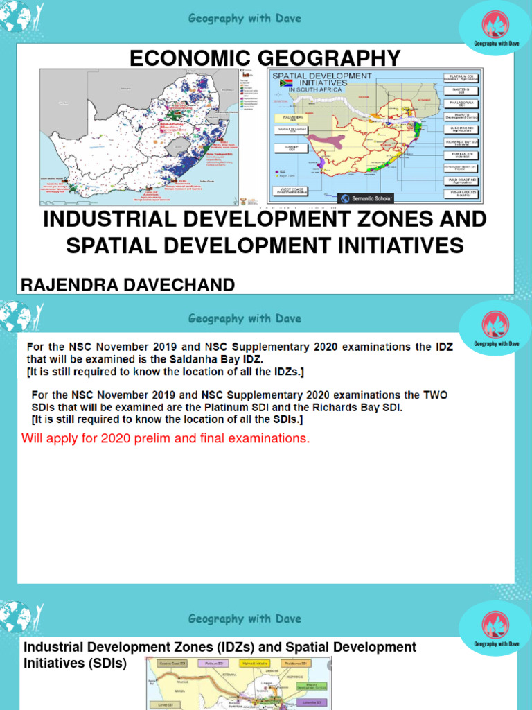 Geography Grade12 Economic Geog - IDZ and SDI | PDF | Infrastructure | Mining
