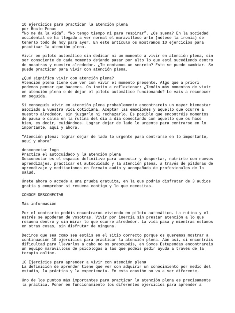 10 ejercicios para practicar | PDF | Atención | Sicología