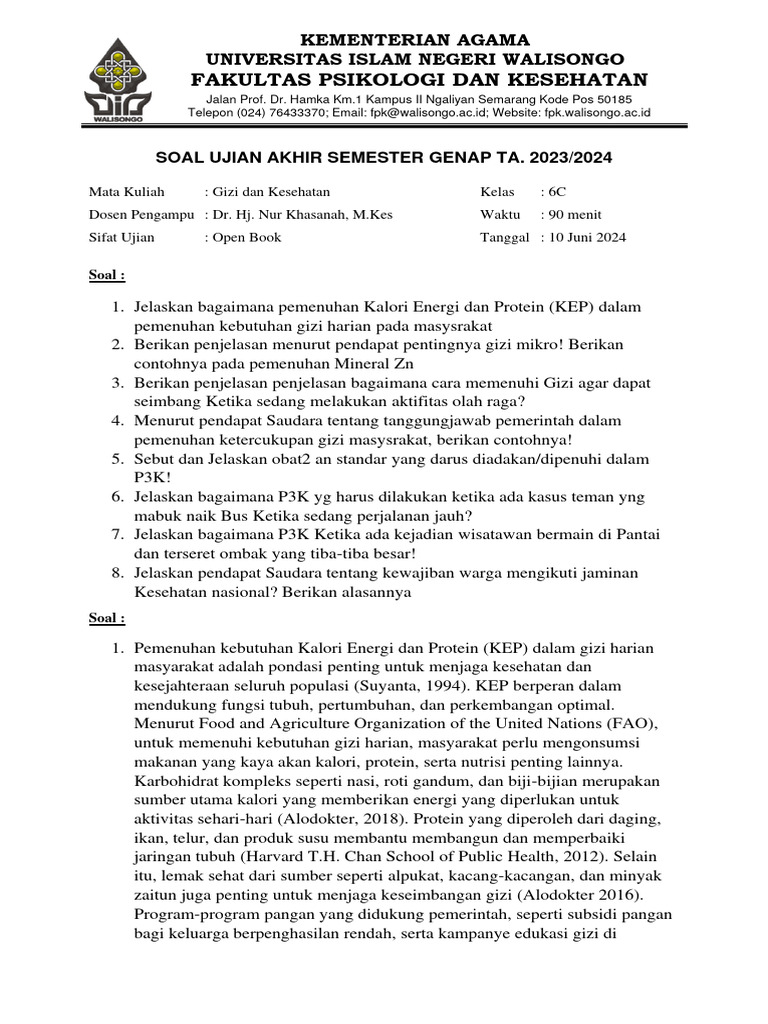 Muhammad Nazih Rafida - 2108086103 - UAS Ilmu Gizi Dan Kesehatan | PDF