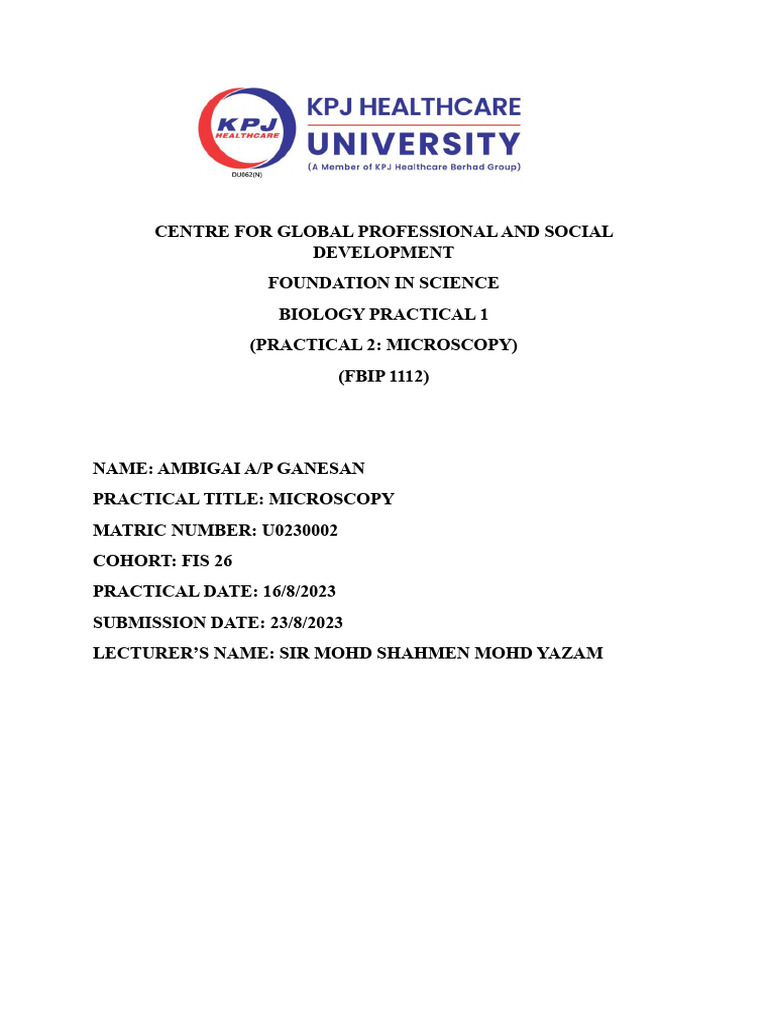 Biology Practical 2 | PDF | Microscope | Laboratory Techniques