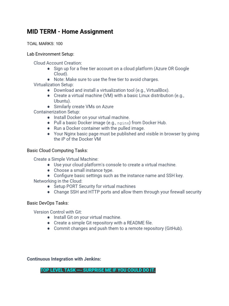 MID TERM - Home Assignment | PDF | Virtual Machine | Cloud Computing