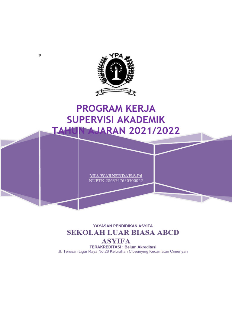 PROGRAM KERJA Supervisi Akademik.2021 | PDF