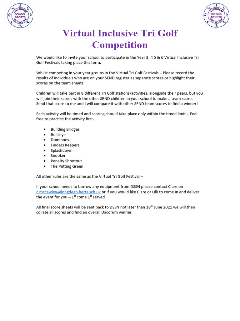 Virtual Inclusive Tri Golf Festival | PDF