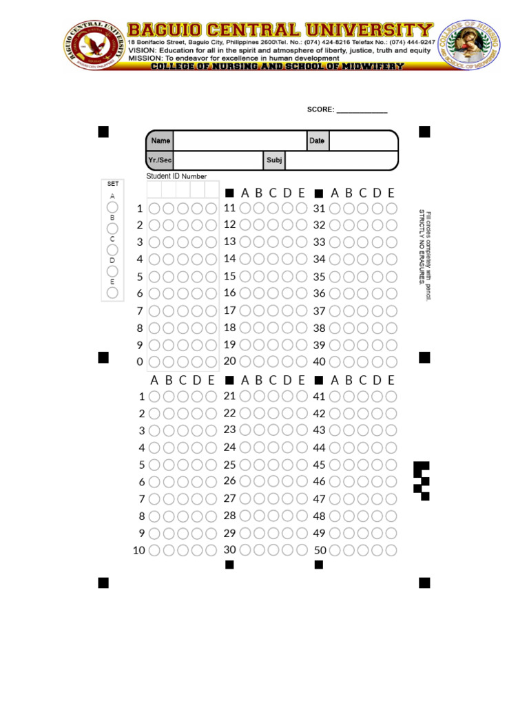 Multiple Choice Answer Sheet | PDF