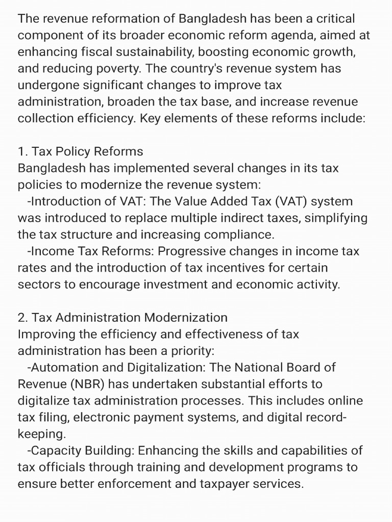 Tax Policy Reforms in Bangladesh 2024 | PDF