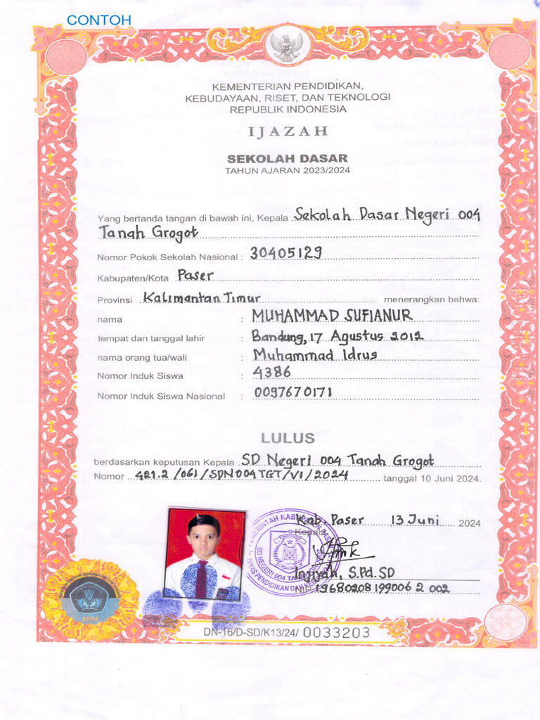 Contoh Penulisan Ijazah 2024 - OK | PDF