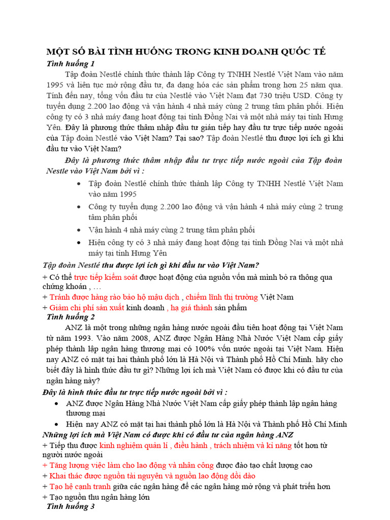 TÌNH HUỐNG KDQT | PDF