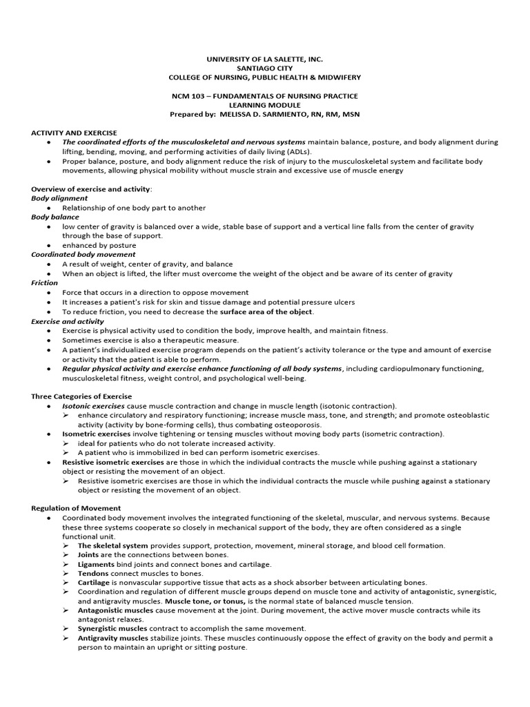 Activity Exercise Module | PDF | Skeletal Muscle | Muscle Contraction Activity Exercise Module | PDF | Skeletal Muscle | Muscle Contraction