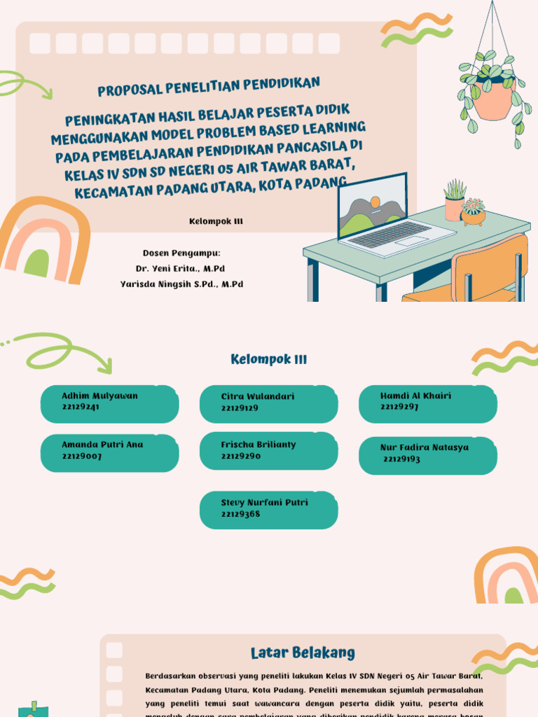 Proposal Penelitian PTK Kel 3 | PDF | Pengembangan Diri | Sains & Matematika