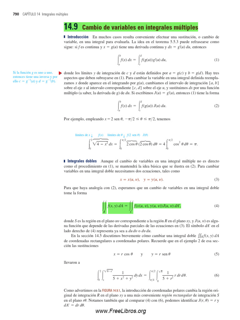 Cambio de Variables en Integrales Múltiples - Cap. 14.9 | PDF | Integral | Ecuaciones