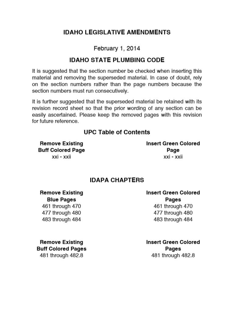 2014 Idaho Plumbing Updates | PDF | Journeyman | Plumbing