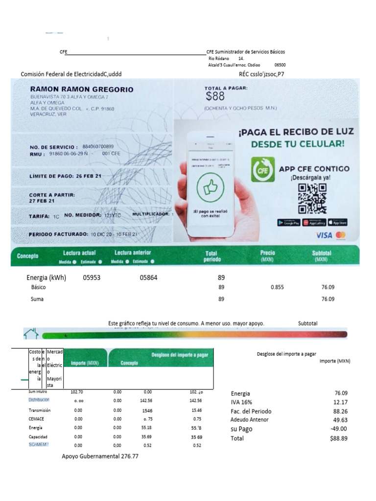 Comisión Federal de Electricidadc, Uddd Réc Csslo Jzsoc, P7: Cfe Cfe ...