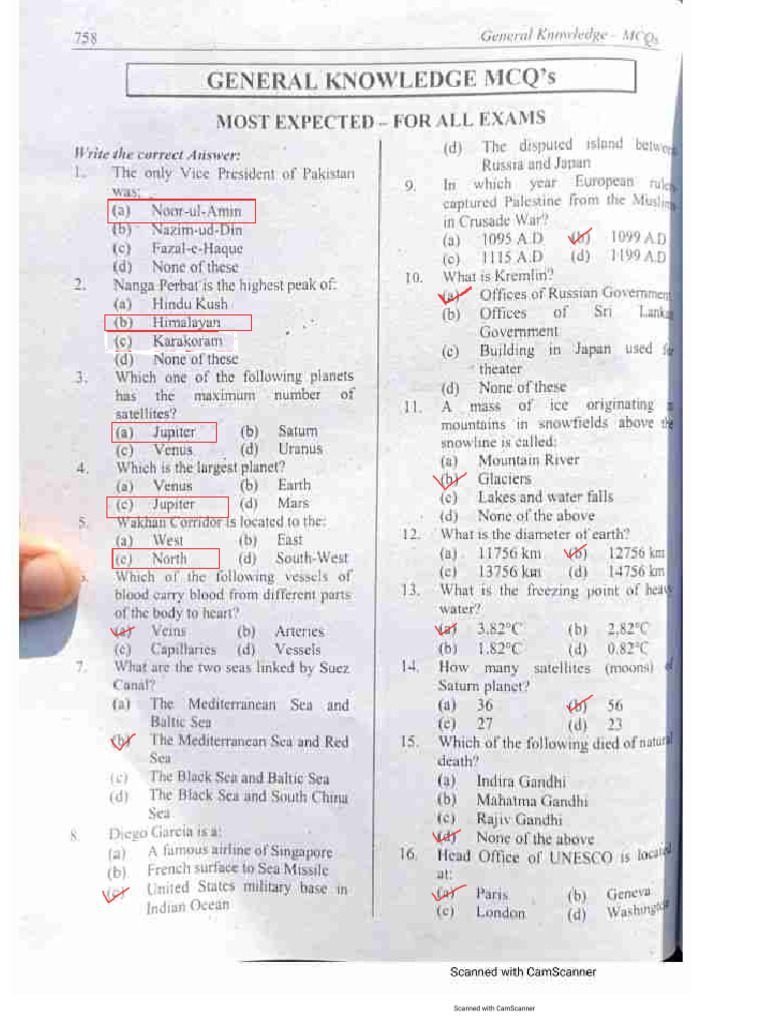 GK Marked 1000 Mcqs | PDF GK Marked 1000 Mcqs | PDF