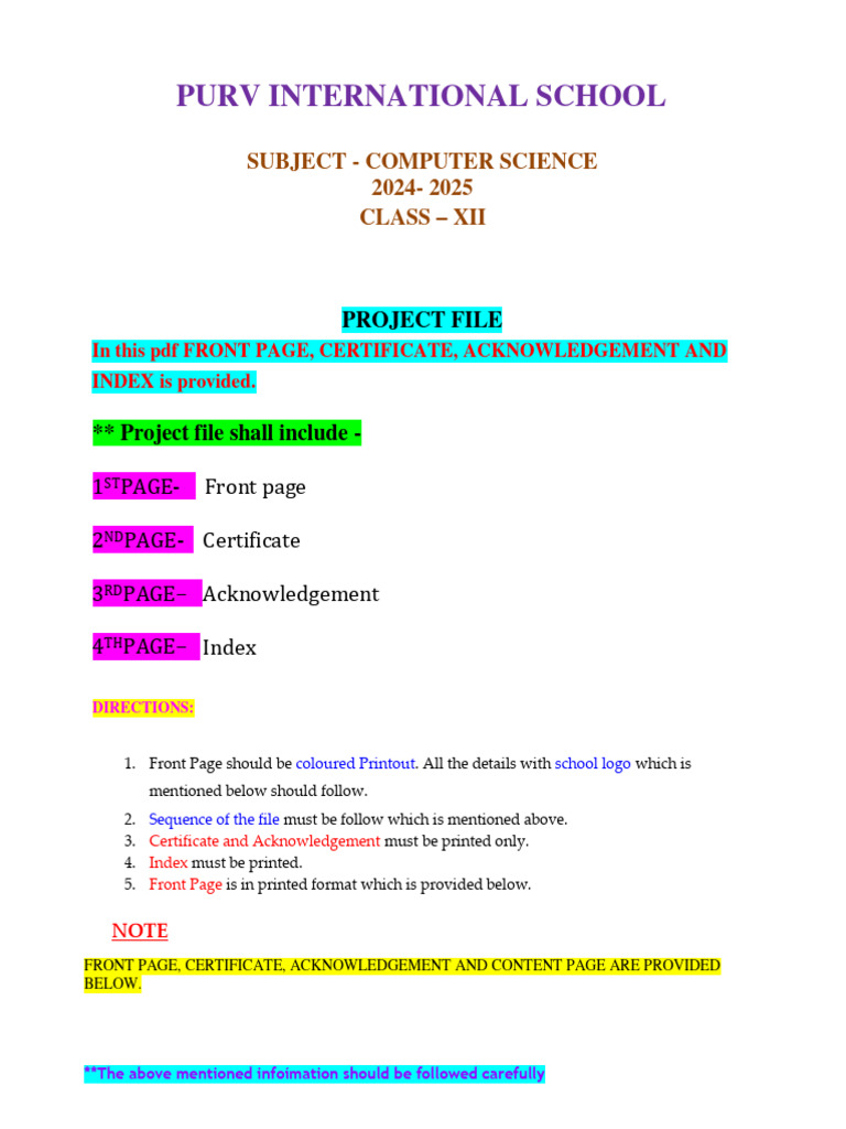 Class Xii - Comp Sci Project | PDF | Computing | Computer Science
