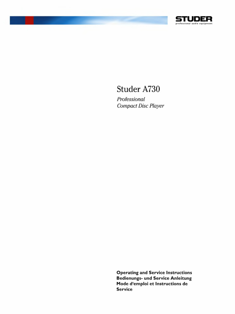 Studer A730 SCH | PDF