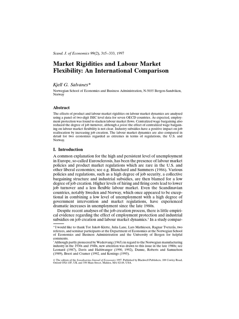 Maket Rigidities and Labour Market Flexibility. An International ...