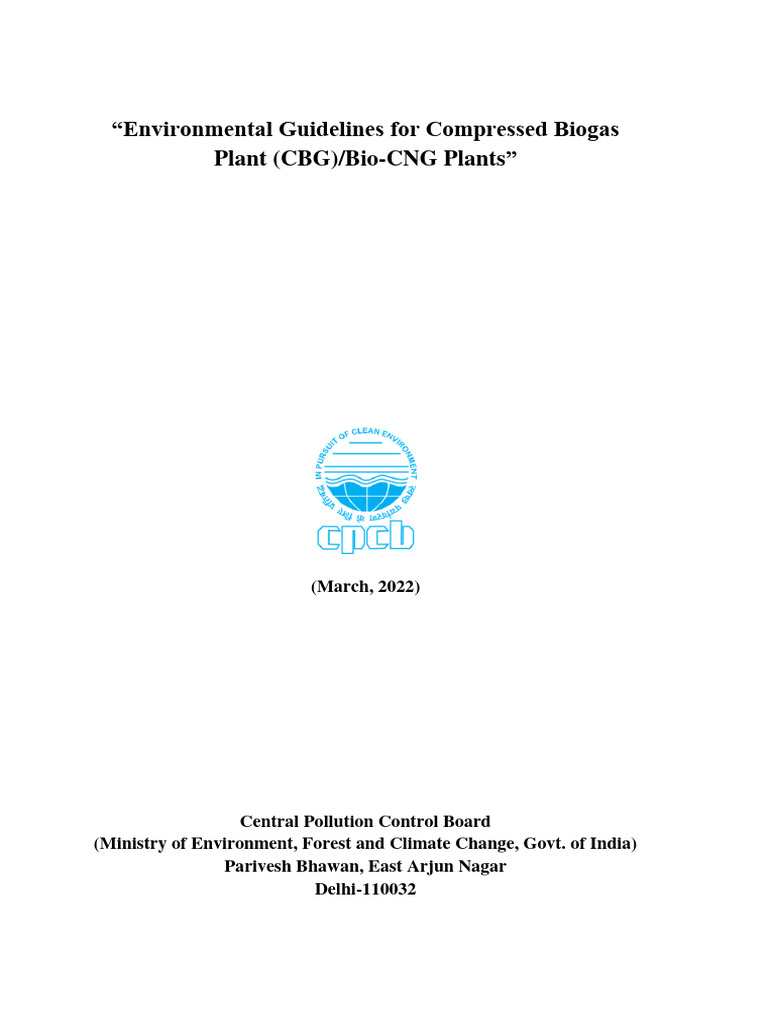 CBG Environmental Guidelines 2022 | PDF | Biogas | Anaerobic Digestion