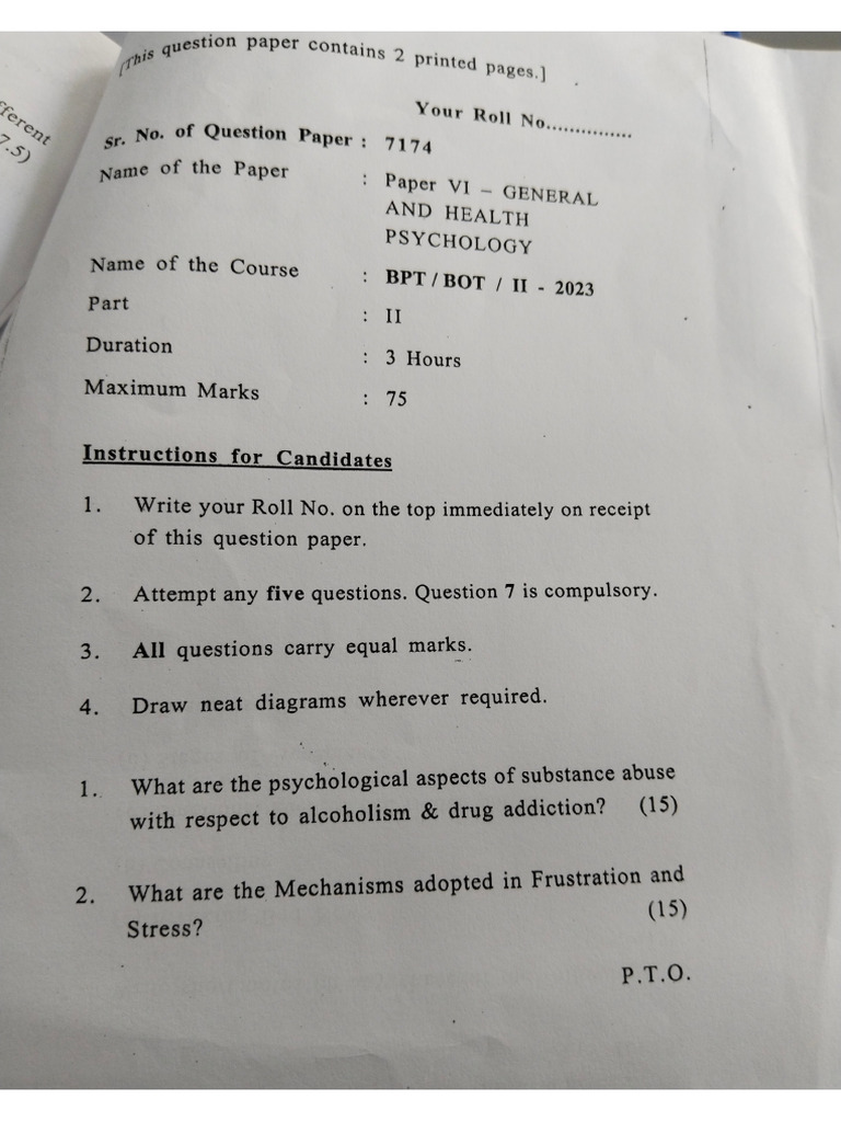 Psychology PYQs 2023-2017 | PDF