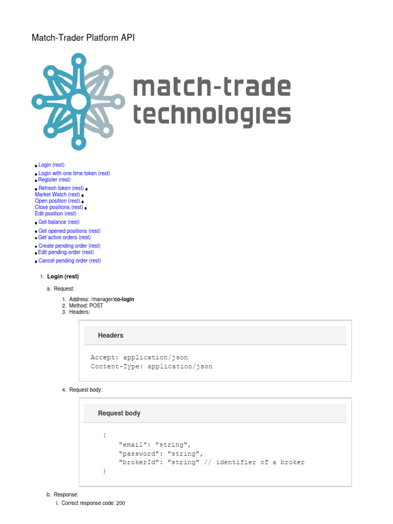 MTR Match TraderPlatformAPI | PDF | Http Cookie | Json