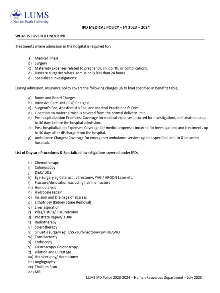 IPD Policy Guidelines | PDF | Patient | Hiv/Aids